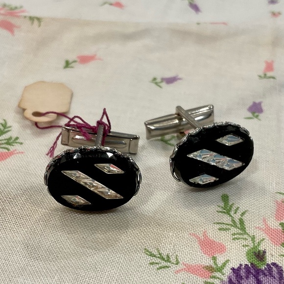 Hand Crafted | Accessories | Vintage Mens Cufflinks Black With Bling 6s ...